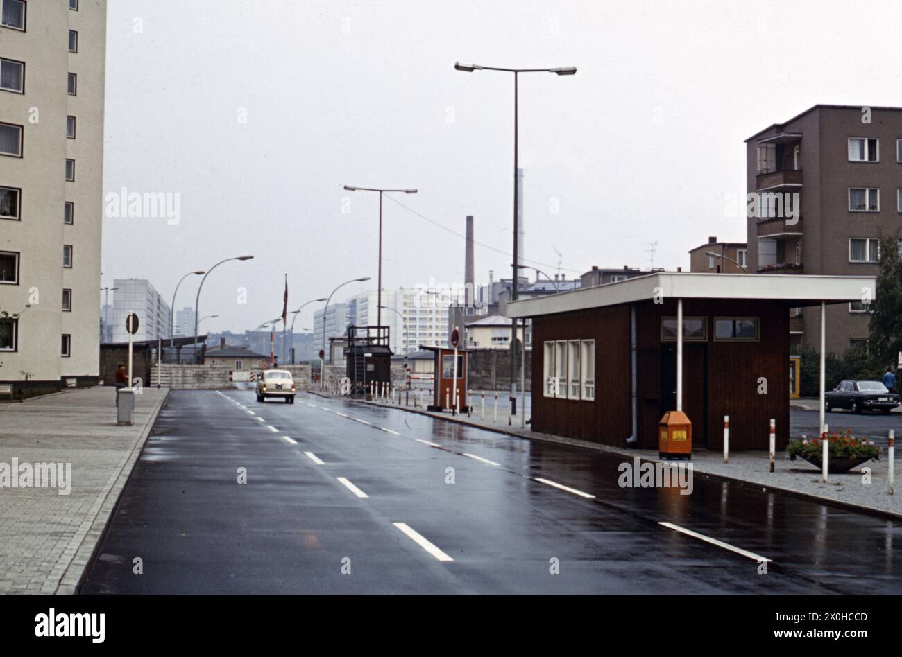 View of a border crossing from West Berlin towards East Berlin ...
