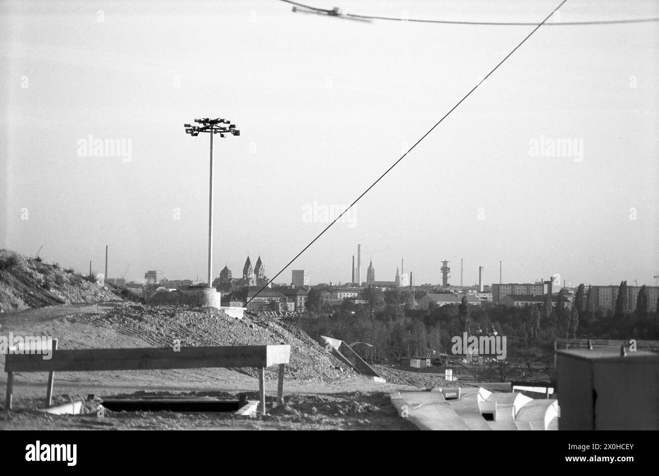 Munich skyline from the construction site for the Olympic Park on ...