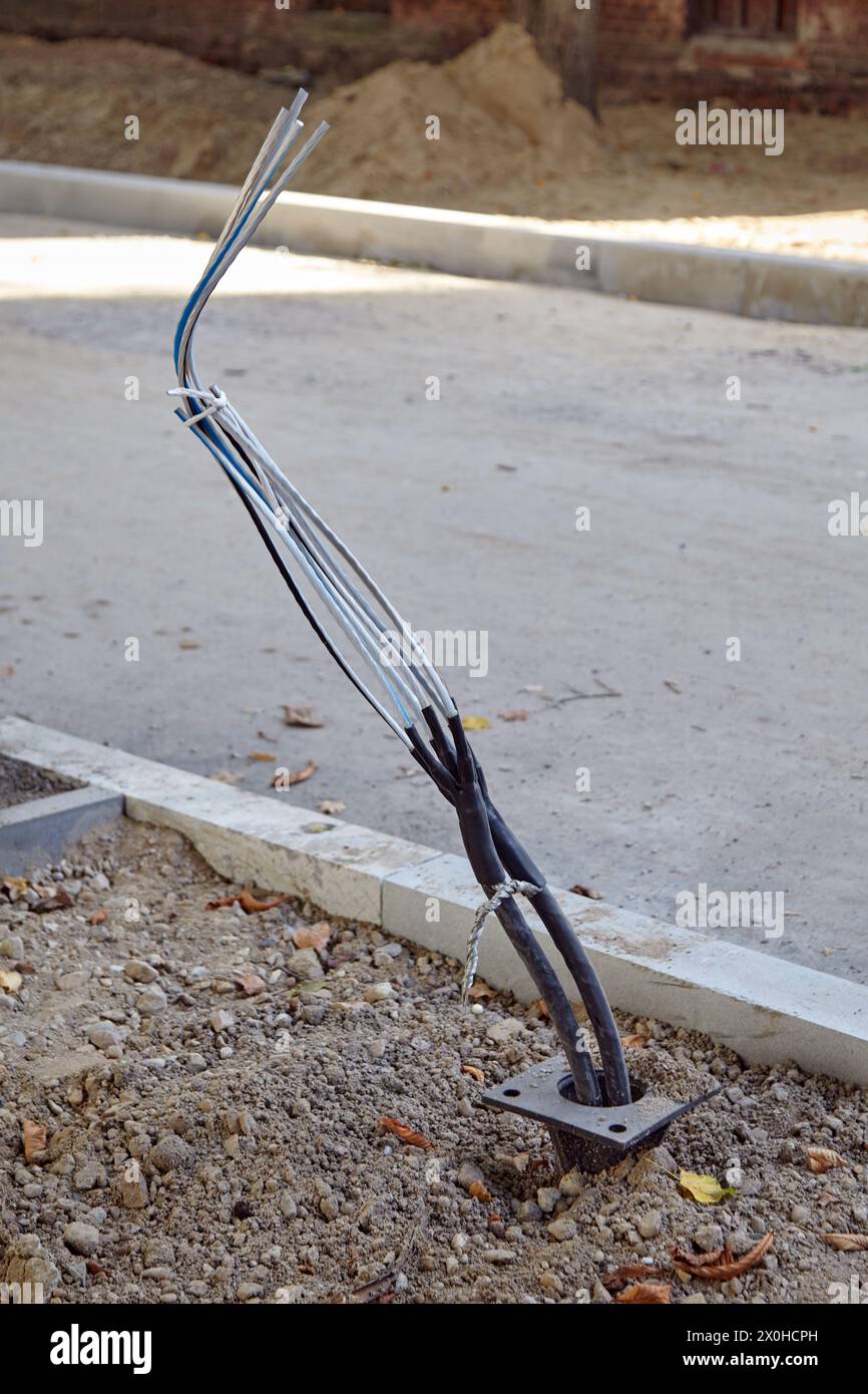 Electrical cables to connect street lights were laid underground during ...