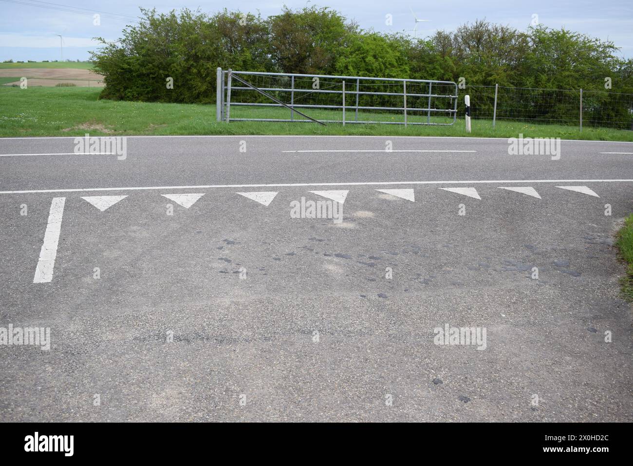 stopping line on a country road in Luxembourg Stock Photo - Alamy