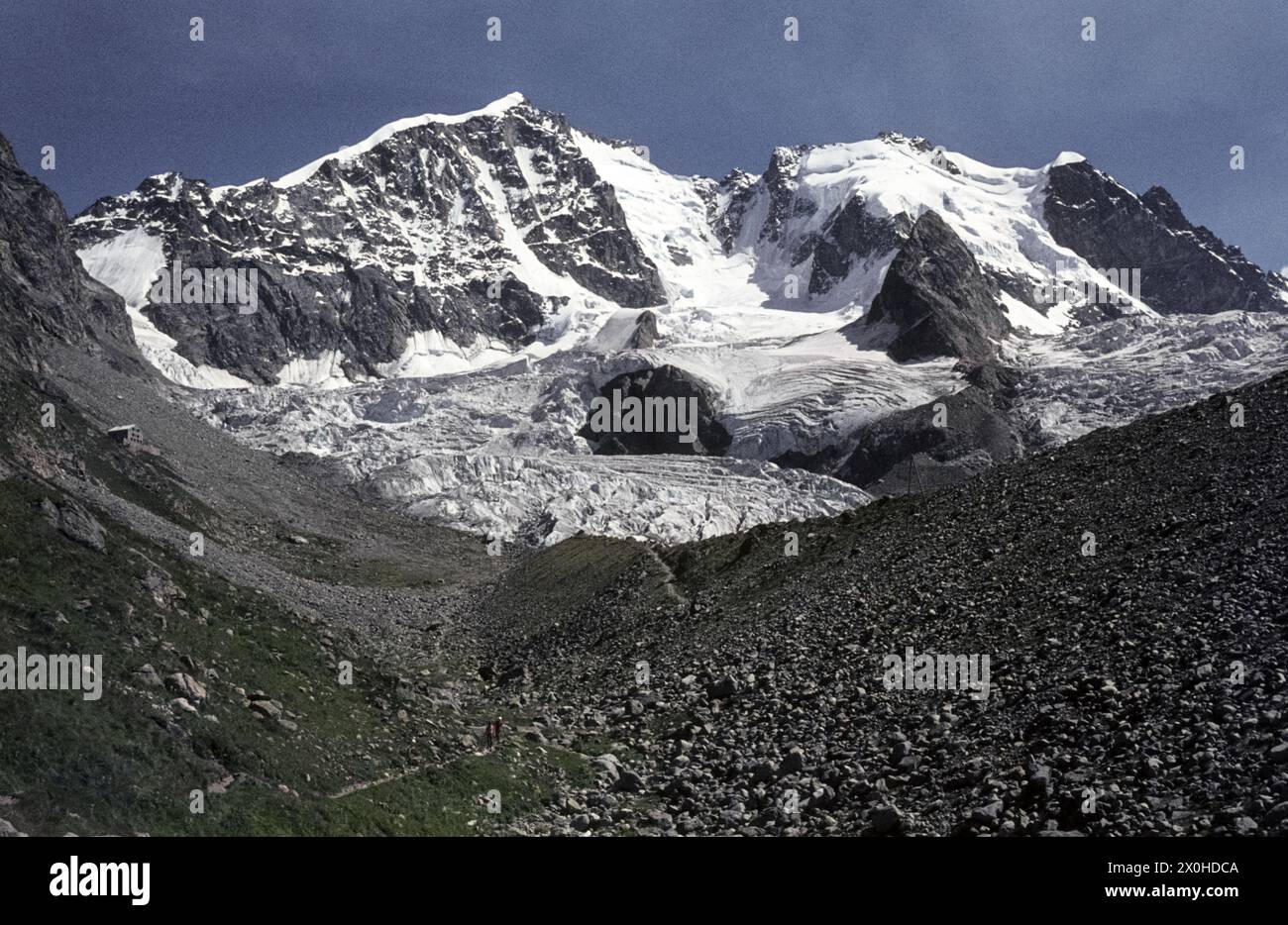 On the way to the Tschierva hut. View of the Bernina Group with Piz ...