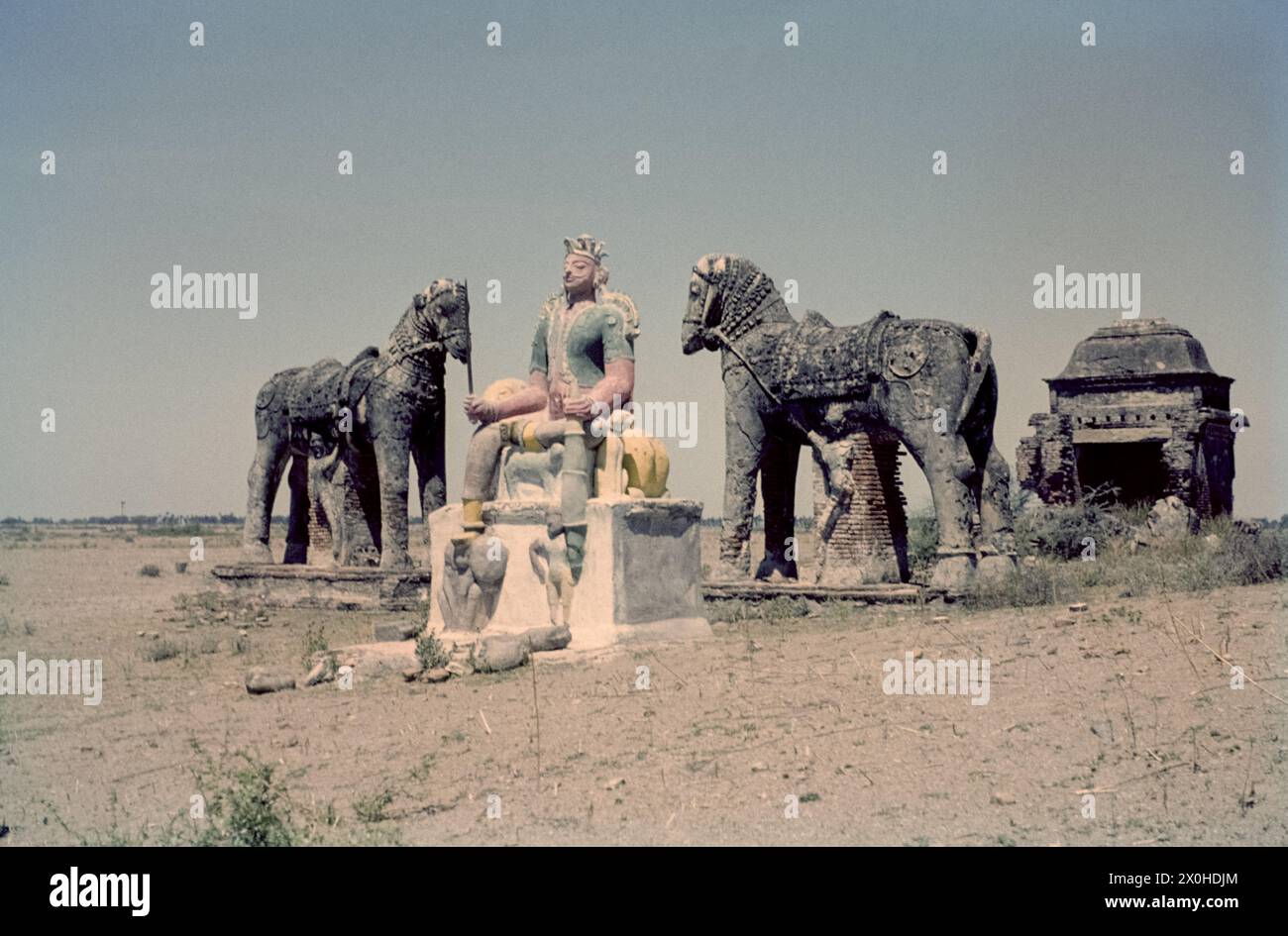 Decayed temple with deity and 2 horses [automated translation] Stock ...