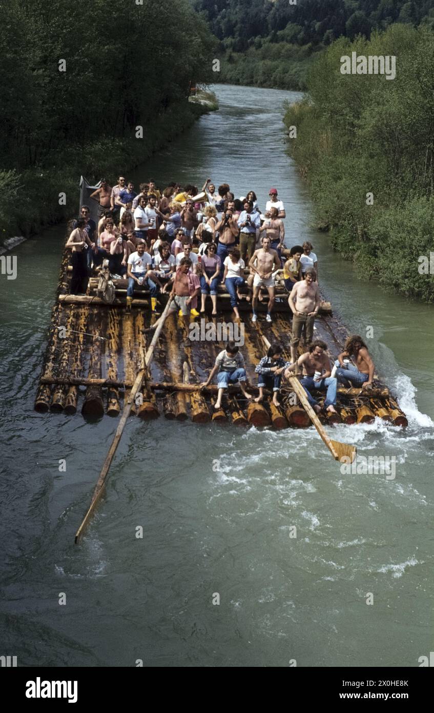Raft trip on an Isar canal south of Munich. Undated recording, circa ...