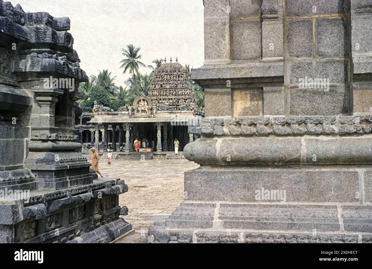 In the temple district of Chidambaram. Entrance to a temple ...
