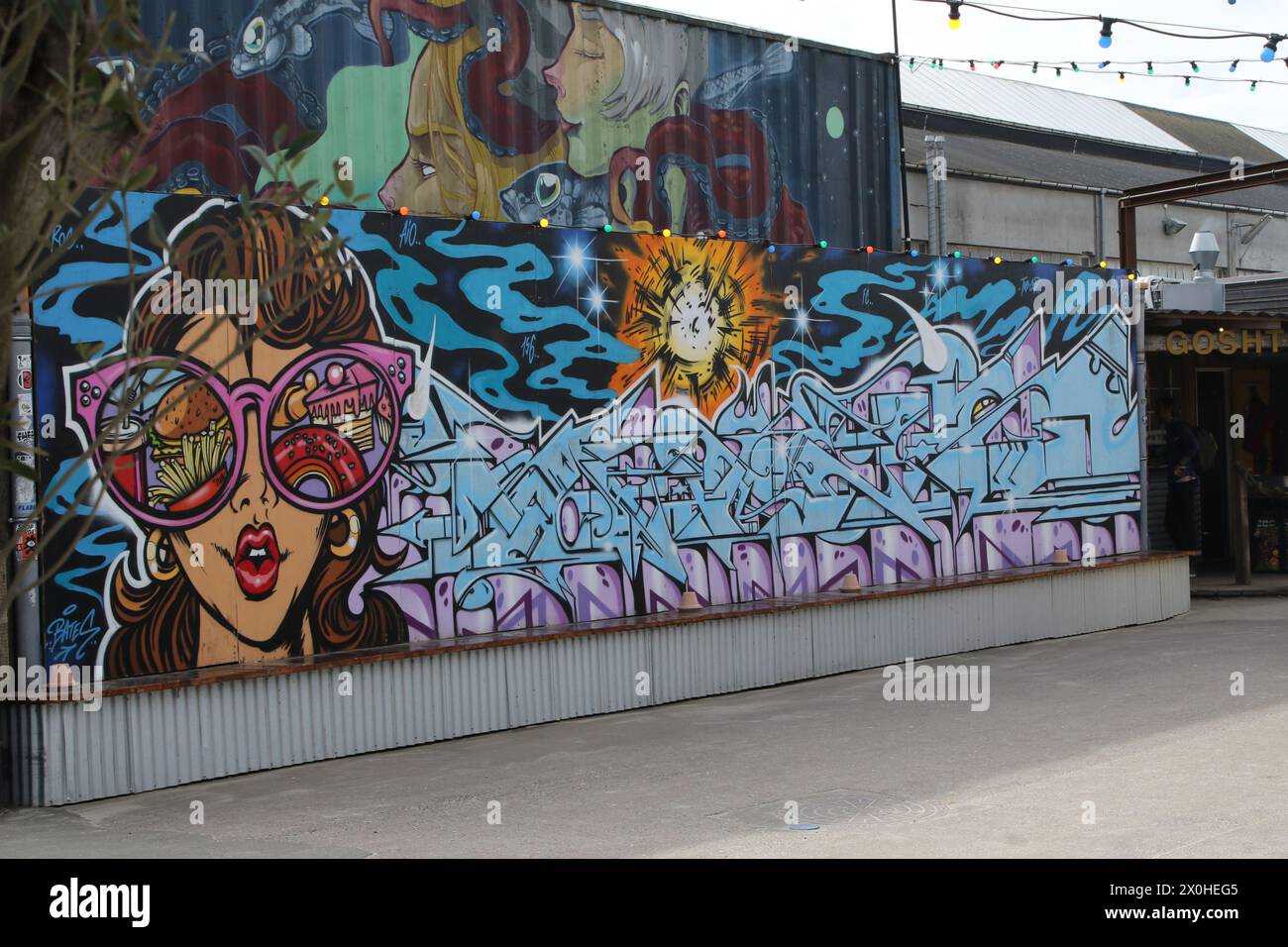 Artwork on shipping containers Reffen Copenhagen Denmark April 2024 ...