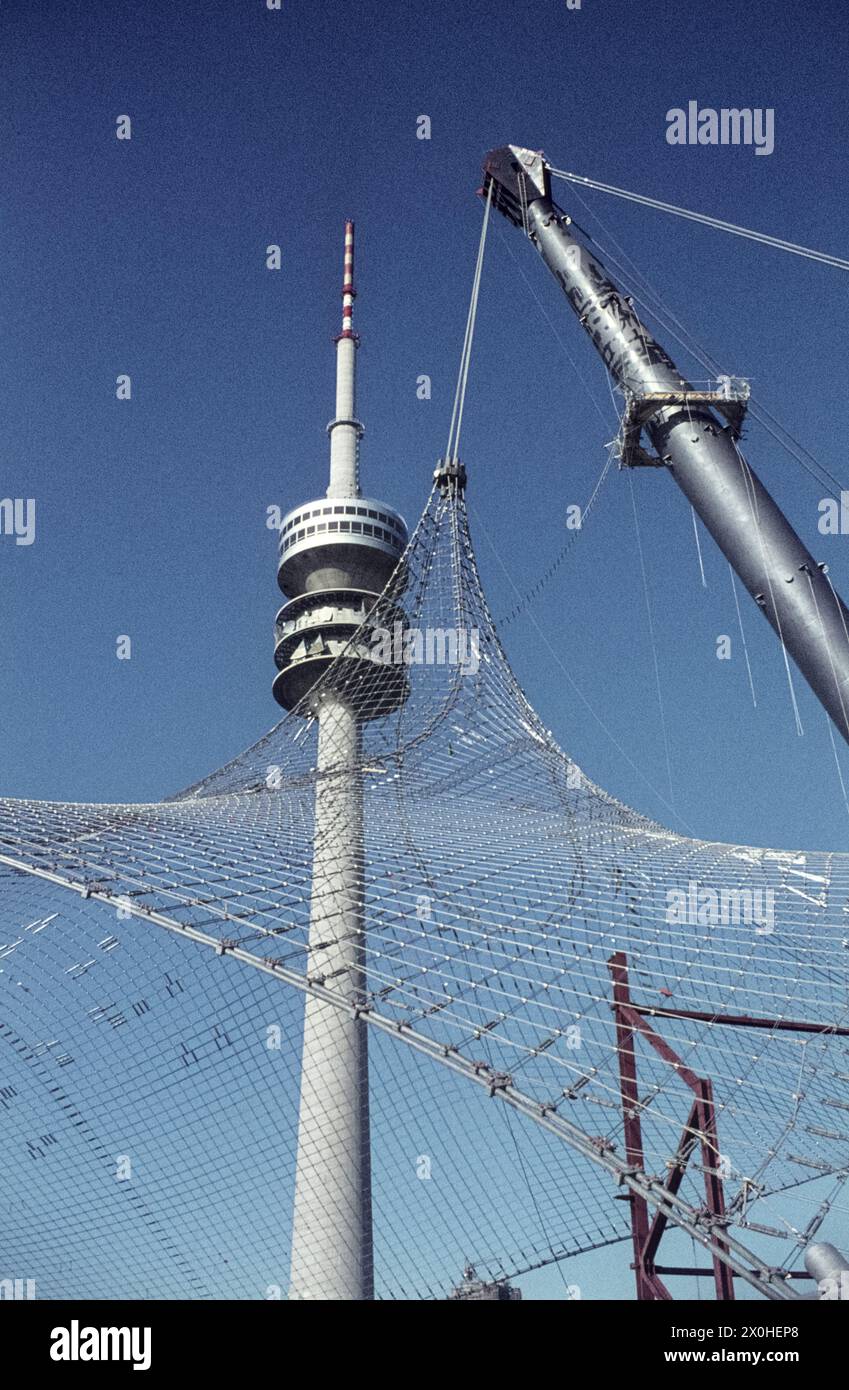 Pylon for tensioning the net with television tower [automated ...