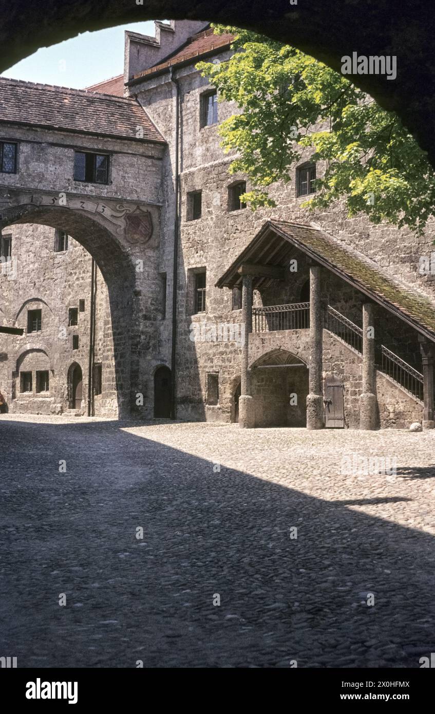 Inner castle courtyard with the staircase to the bower [automated ...