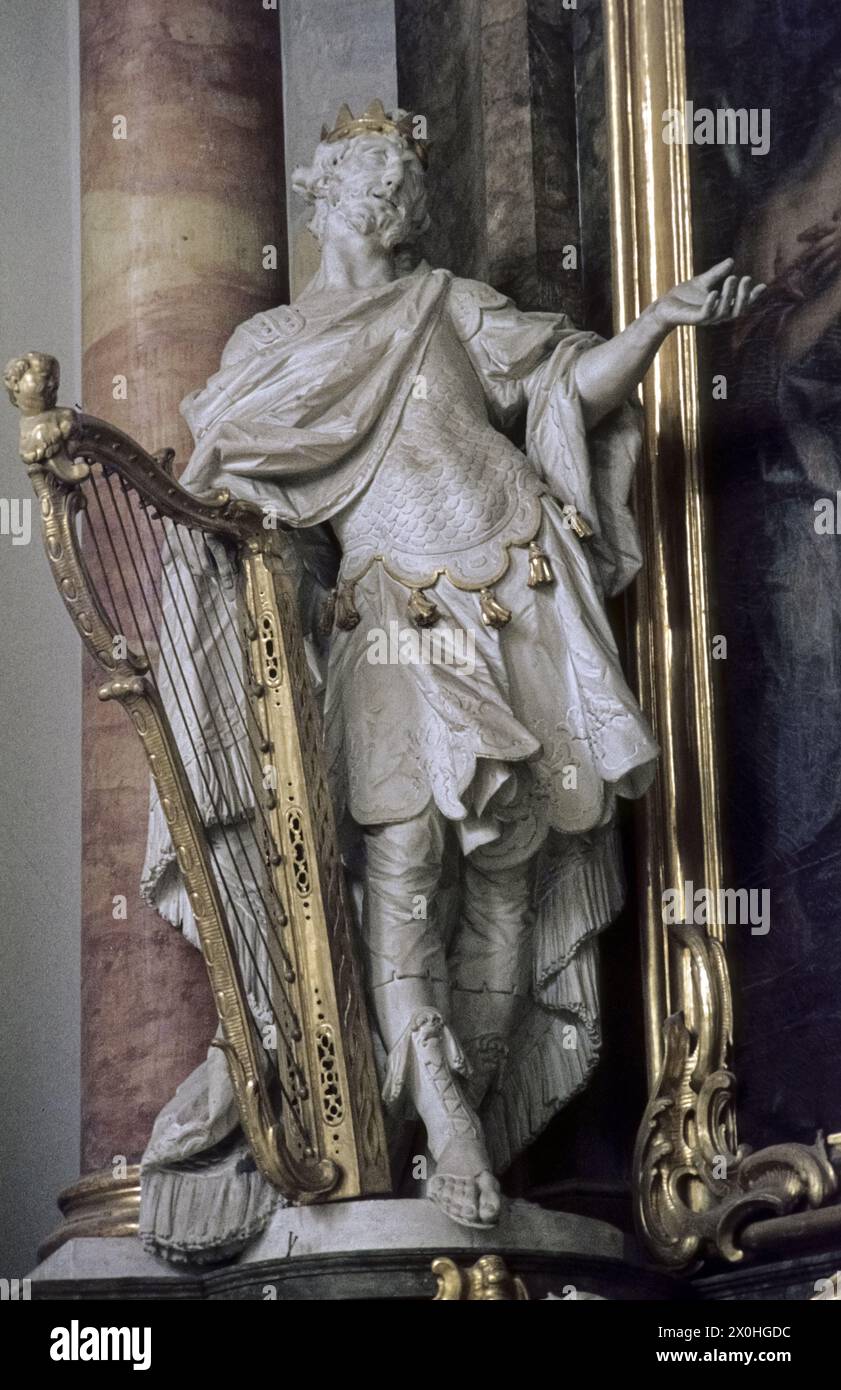 The side figure of King David by Ignaz Günther on the Nativity altar ...