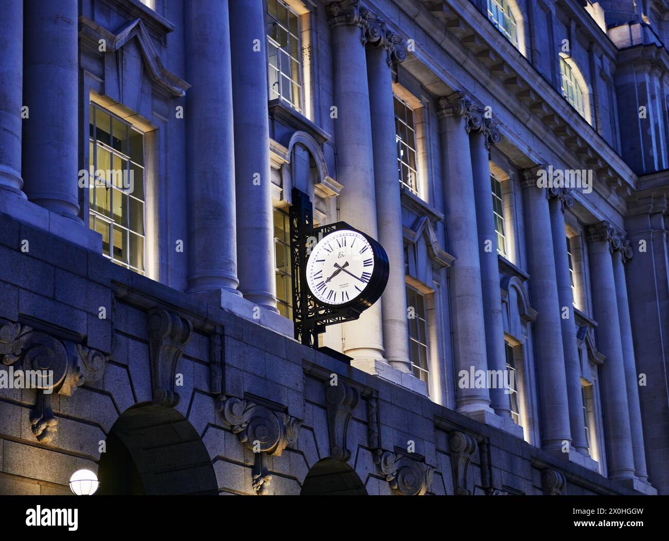 Architectural detail of a clock on the exterior of the Britomart train ...