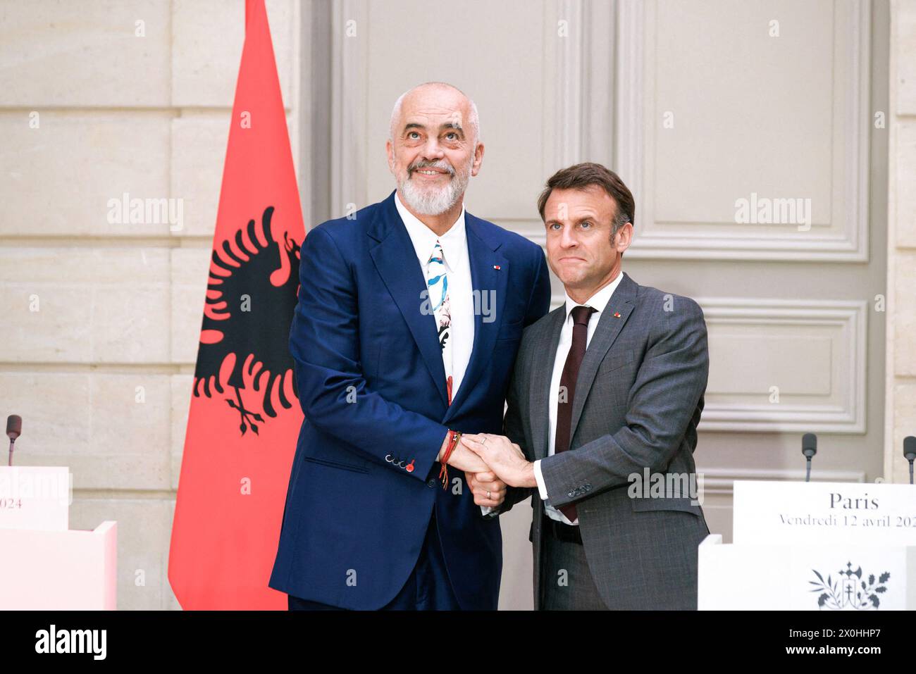 Paris, France. 12th Apr, 2024. French President Emmanuel Macron ...