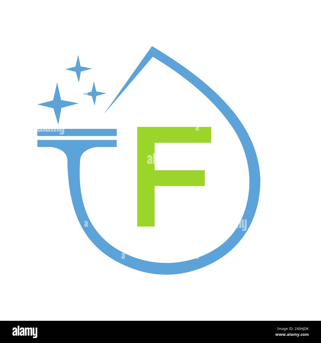 Clean Logo Design On Letter F With Water Symbol. Maid Sign Stock Vector ...