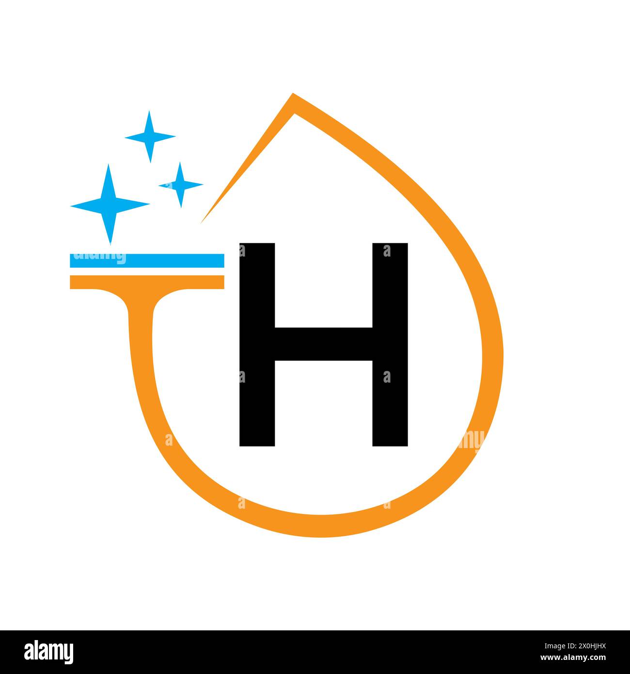 Clean Logo Design On Letter H With Water Symbol. Maid Sign Stock Vector ...