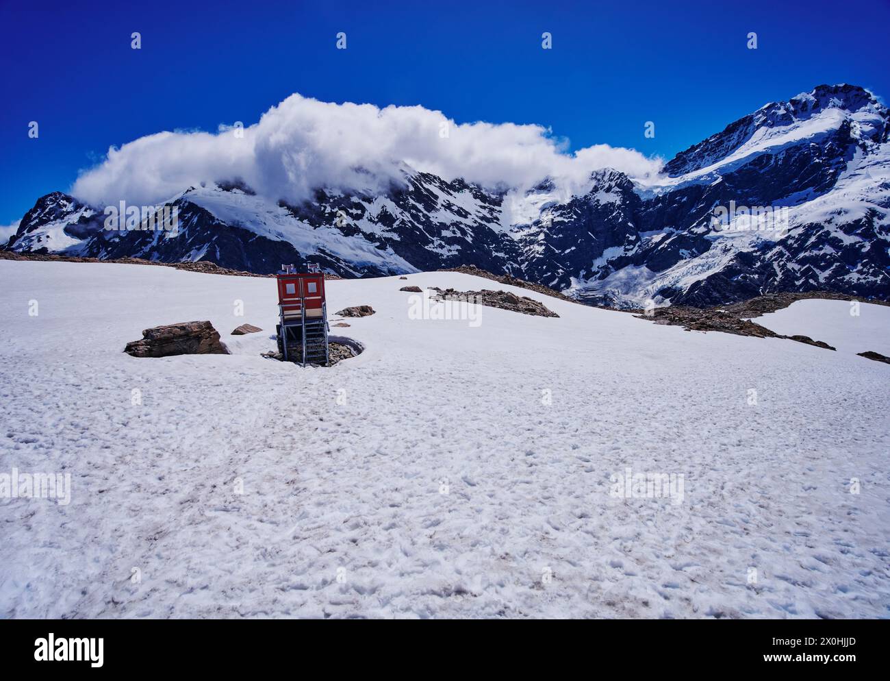 View from the top of Mount Cook, South Island, New Zealand Stock Photo ...