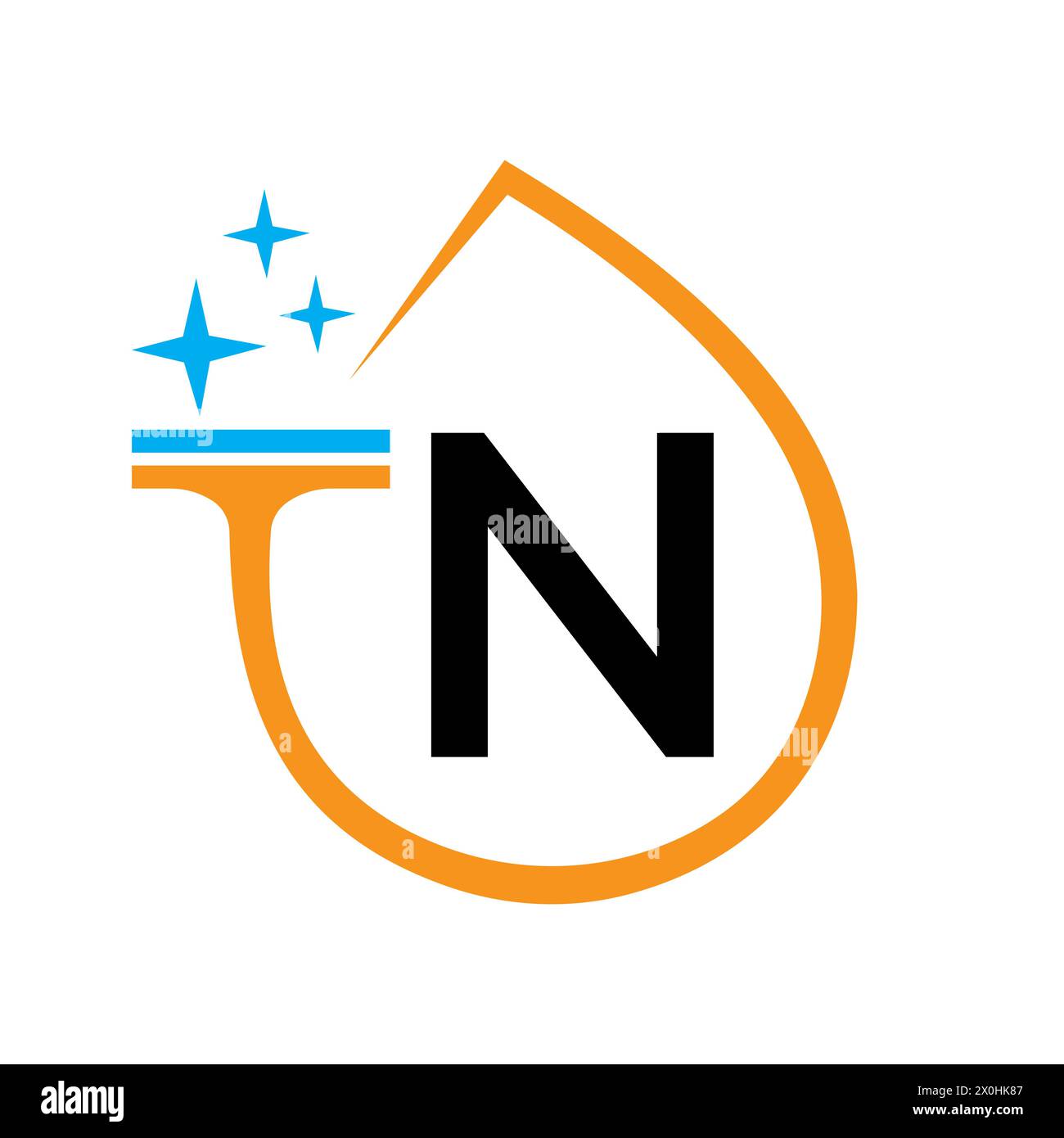 Clean Logo Design On Letter N With Water Symbol. Maid Sign Stock Vector ...