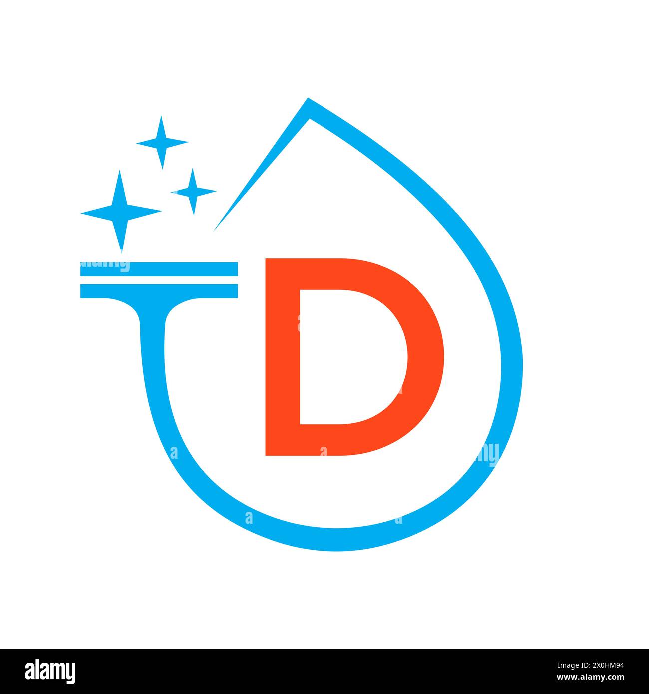 Clean Logo Design On Letter D With Water Symbol. Maid Sign Stock Vector ...
