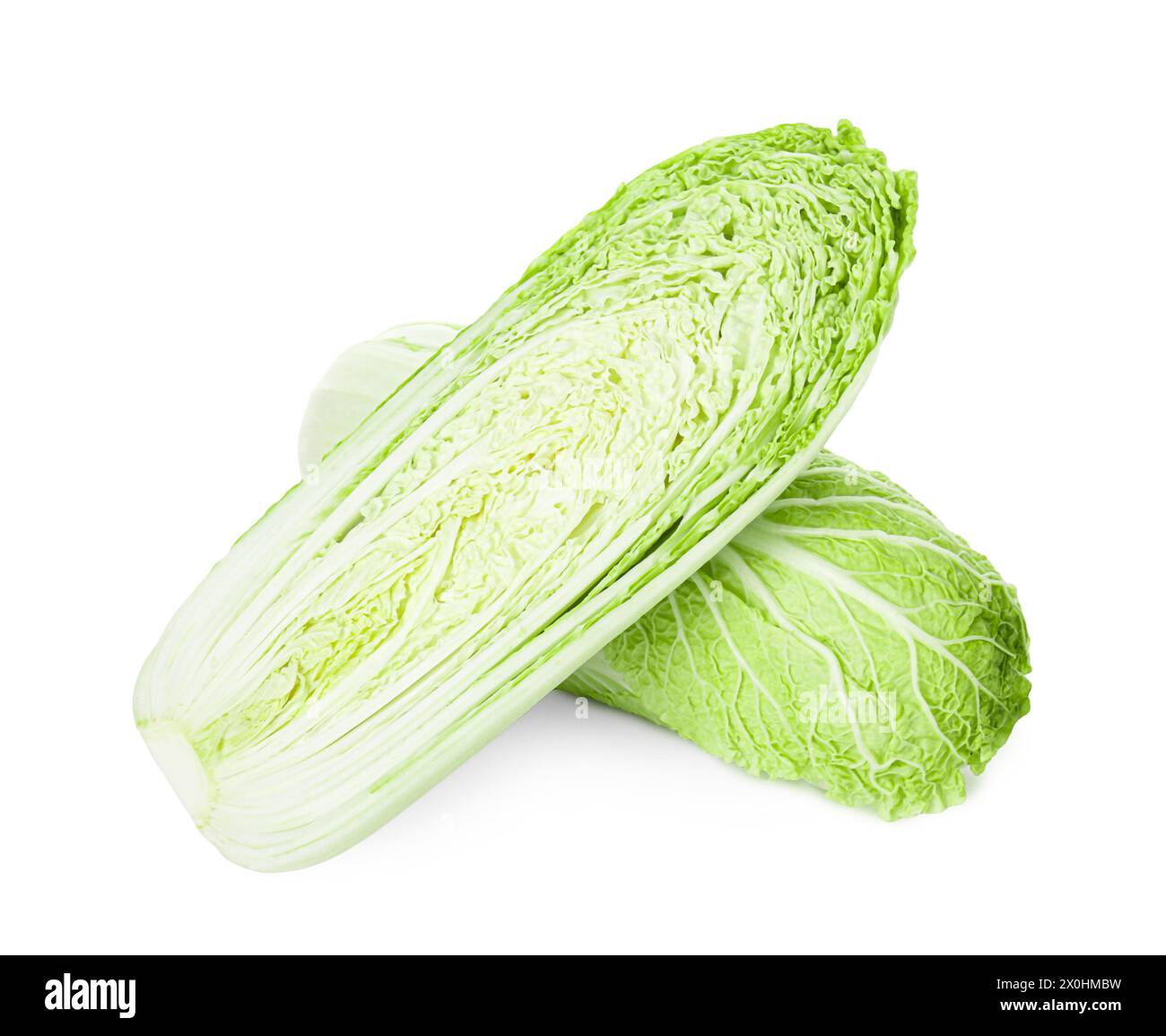 Whole and half of Chinese cabbages isolated on white Stock Photo - Alamy