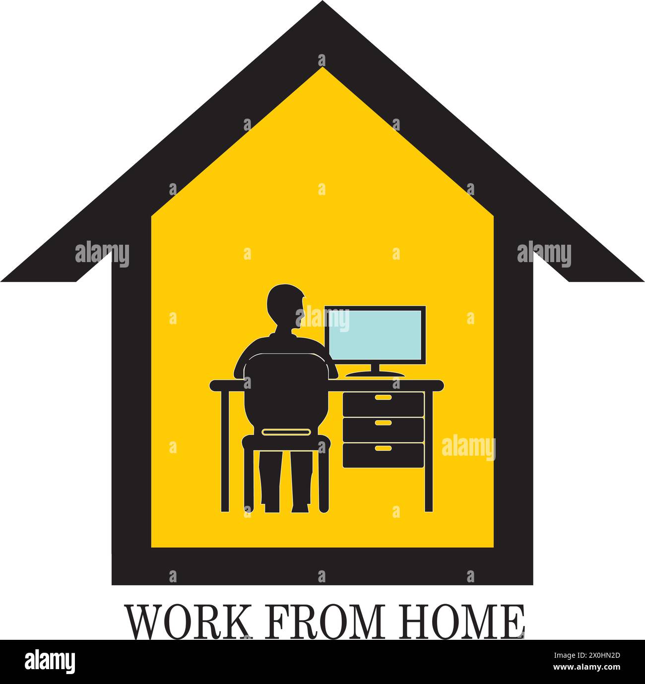 work from home logo template design illustration Stock Vector Image ...