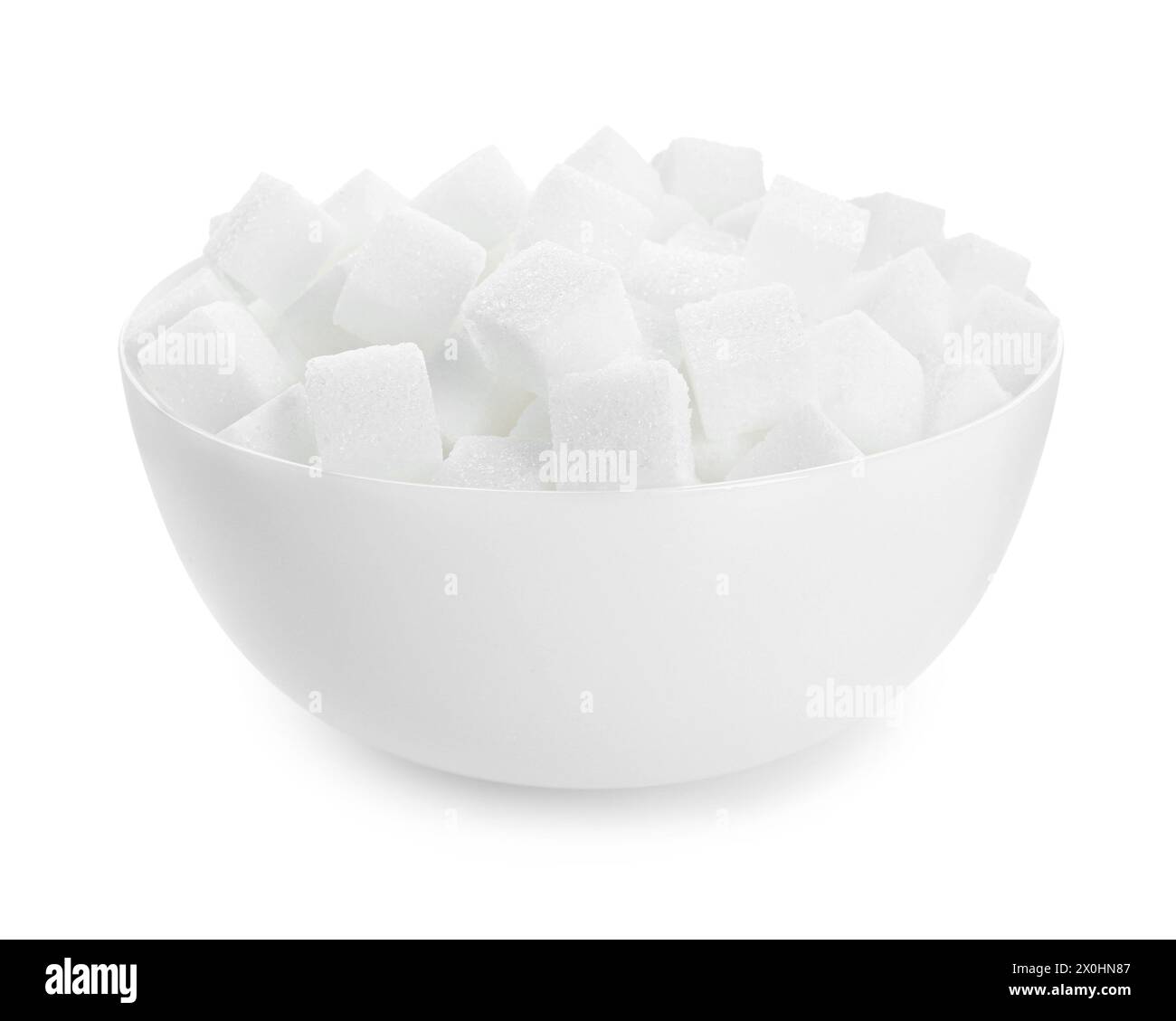 Sugar cubes in bowl isolated on white Stock Photo - Alamy