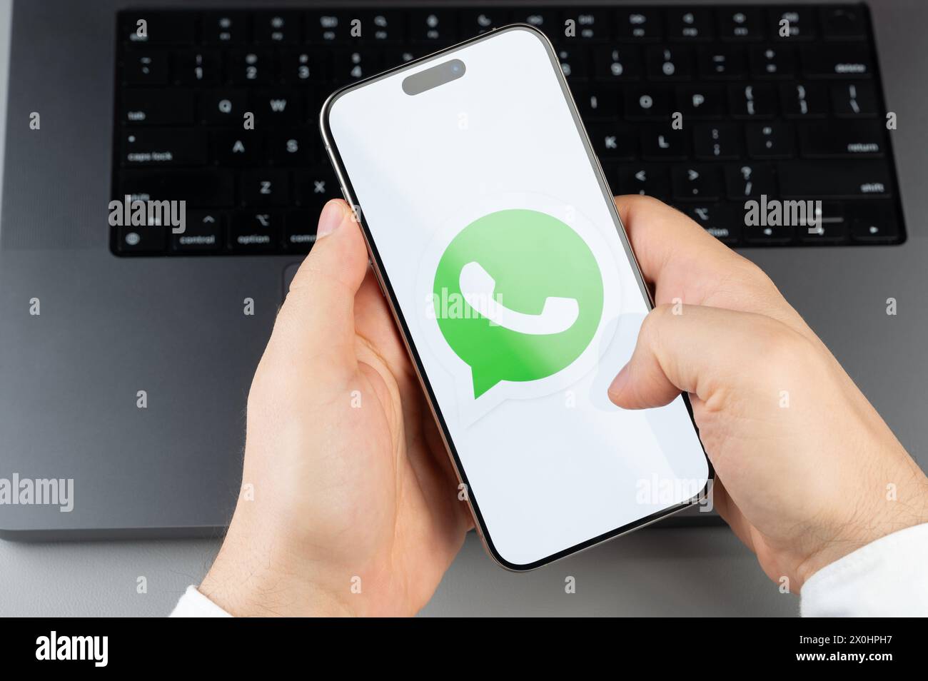 New York, USA - April 6, 2024: Popular Whatsapp mobile app on ...