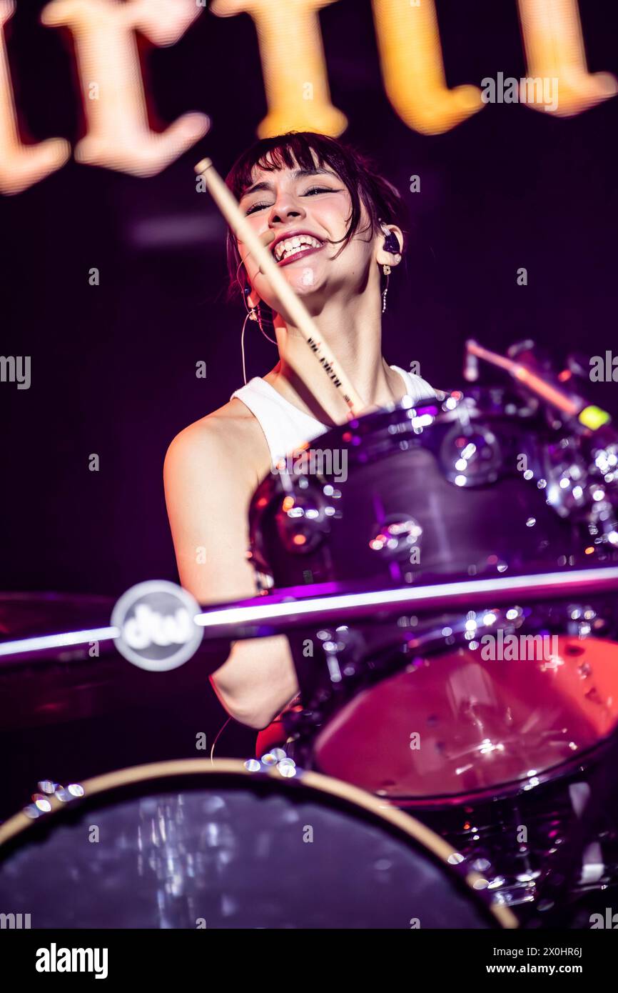 Milan, Italy. 11th Apr, 2024. The Mexican band THE WARNING performs ...
