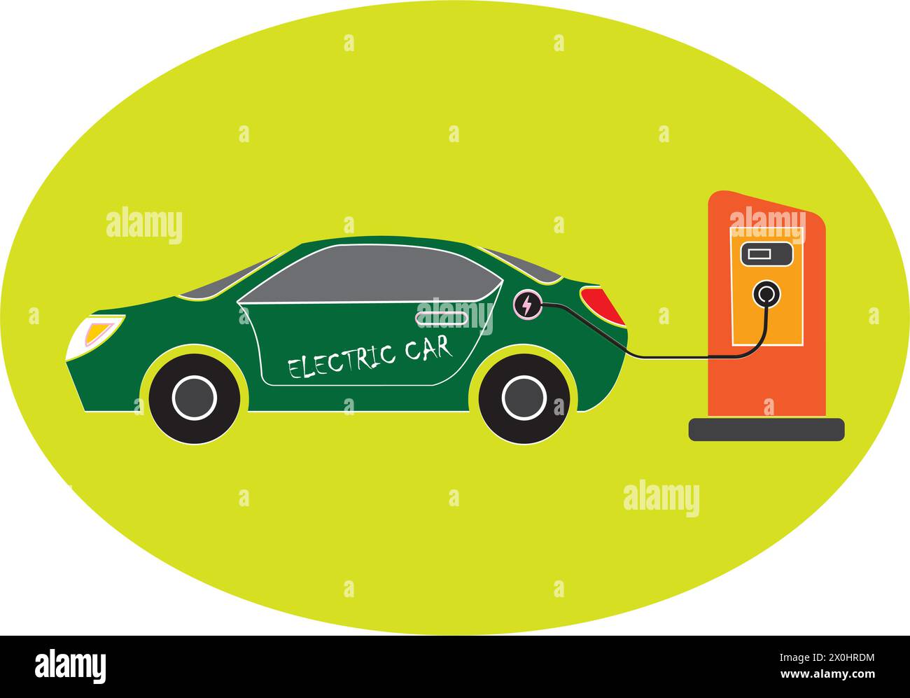 Electric car icon. Electrical cable plug charging symbol. Vector ...