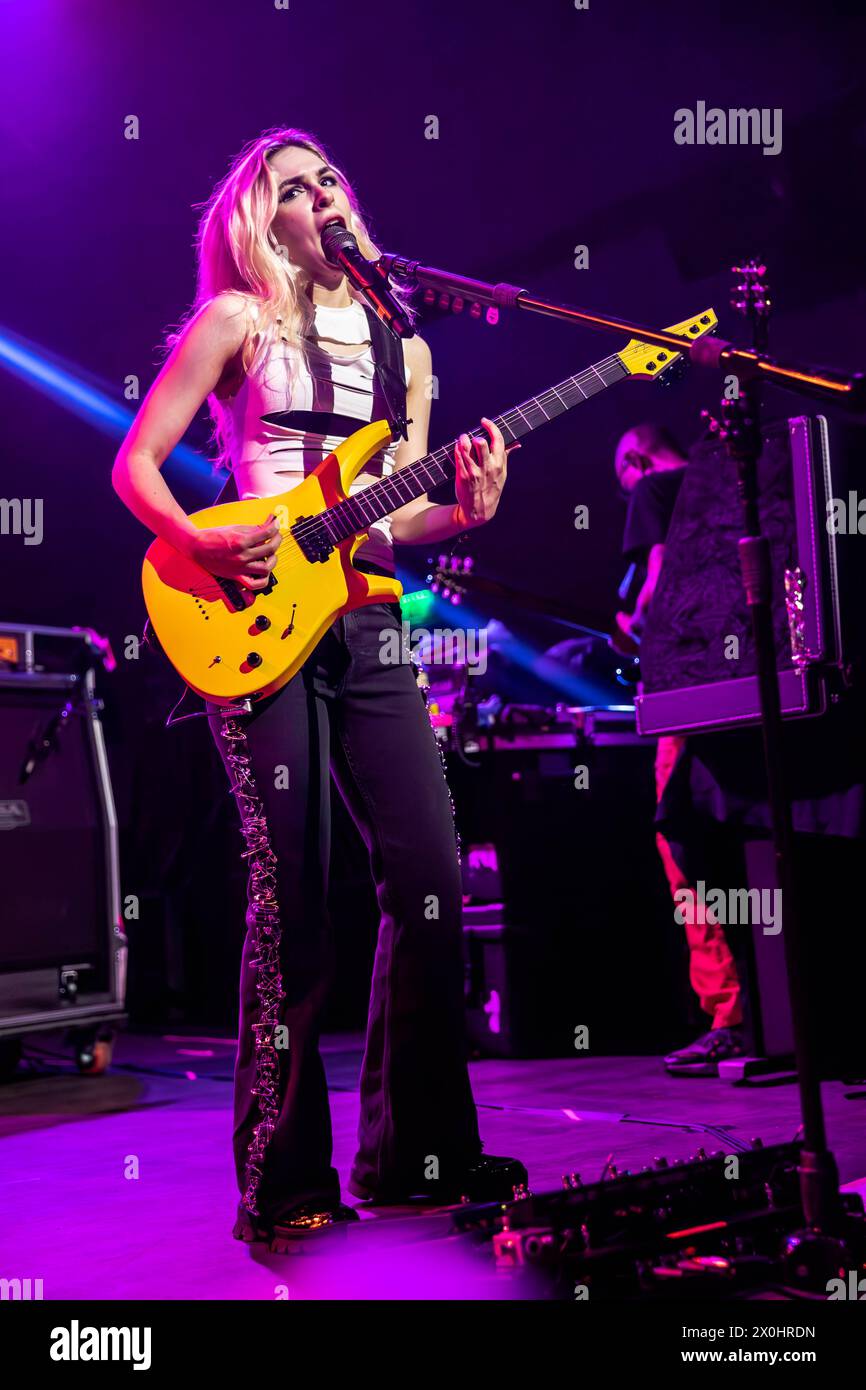 Milan Italy. 11th Apr 2024. The Mexican band THE WARNING performs live ...