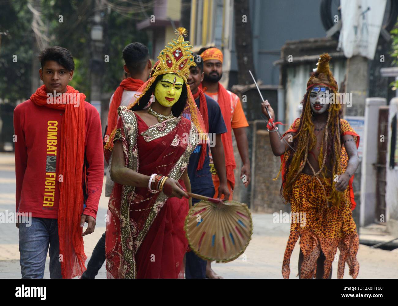 Silguri, West Bengal, INDIA. 12th Apr, 2024. Young Hindu dressed as the ...