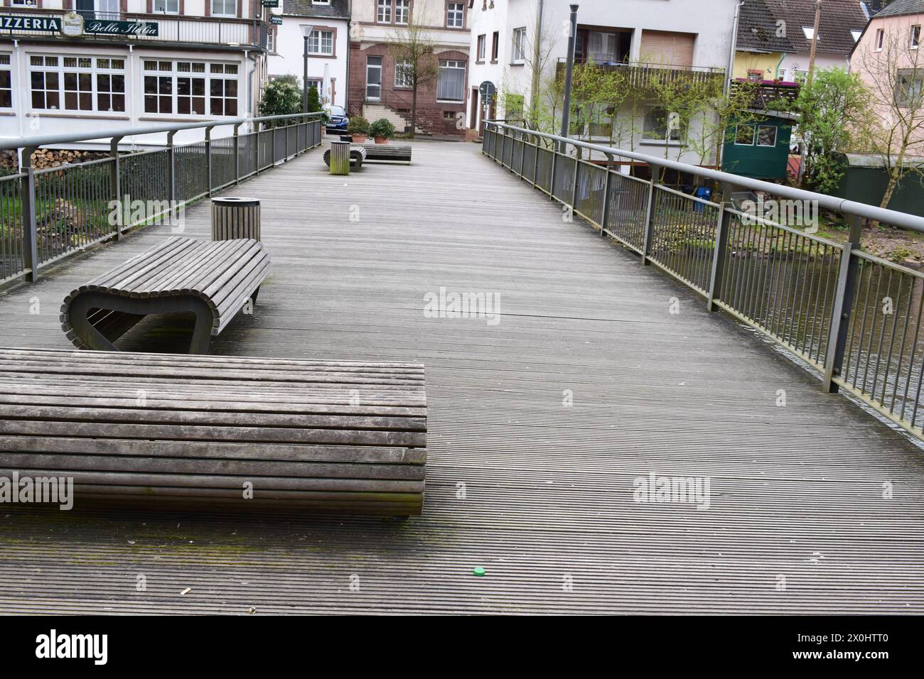 park benches on a bridge in Germany Stock Photo - Alamy