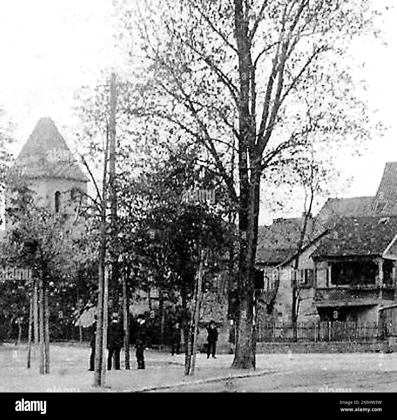 Powder tower, people talking. [automated translation] Stock Photo - Alamy