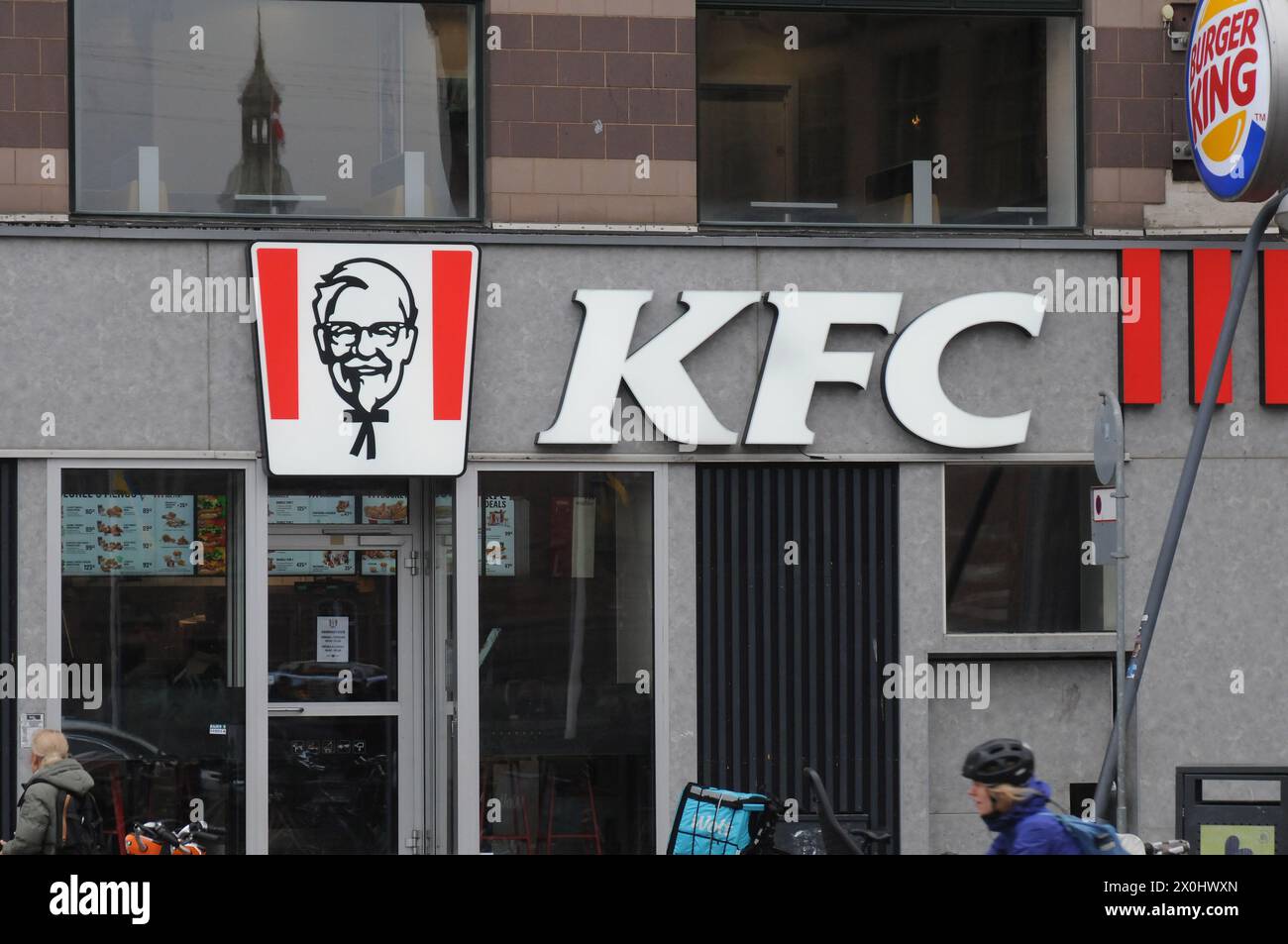 Copenhagen, Denmark /12 April 2024/. KFC chain fast food restaurant ...