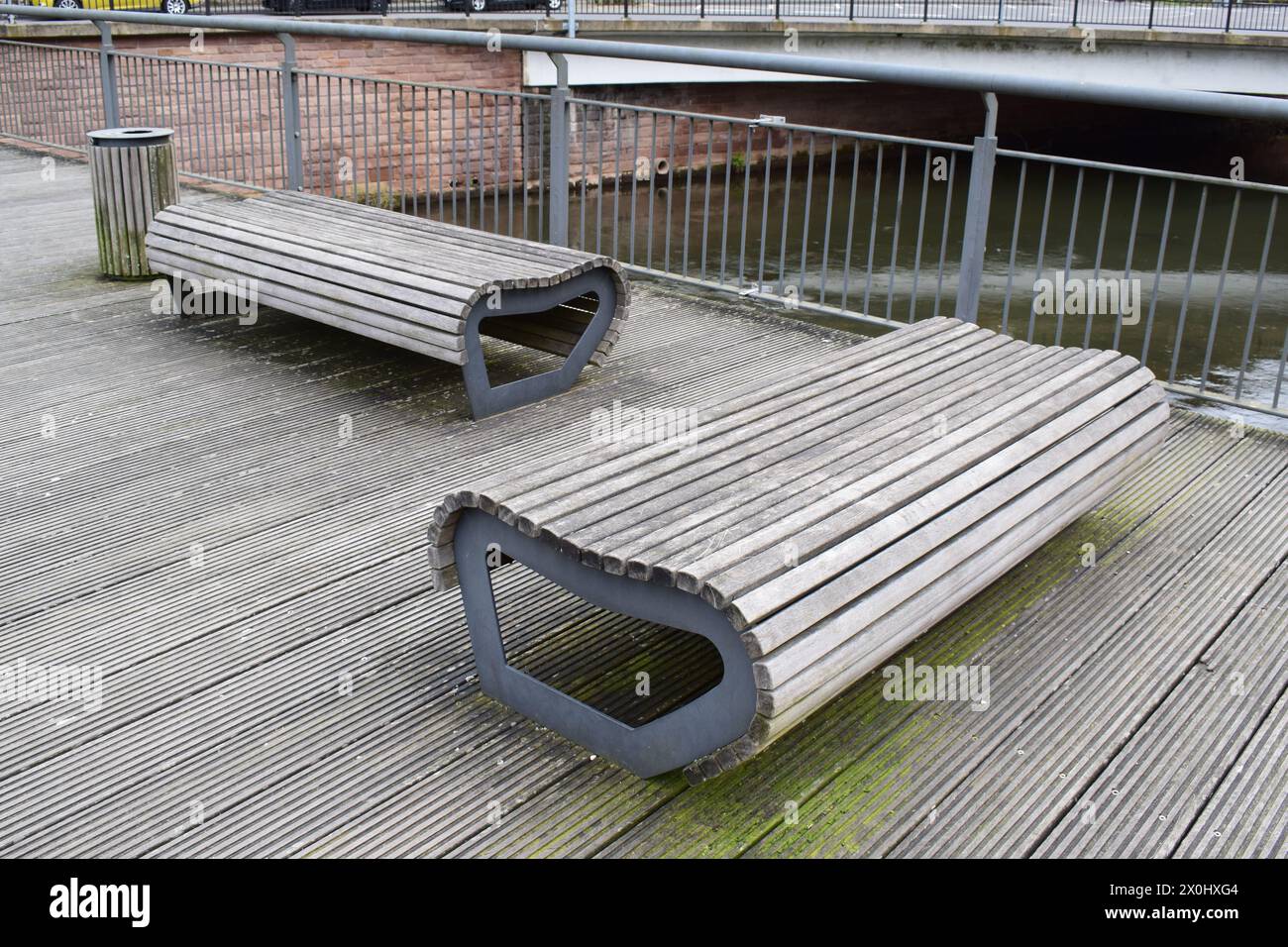 park benches on a bridge in Germany Stock Photo - Alamy