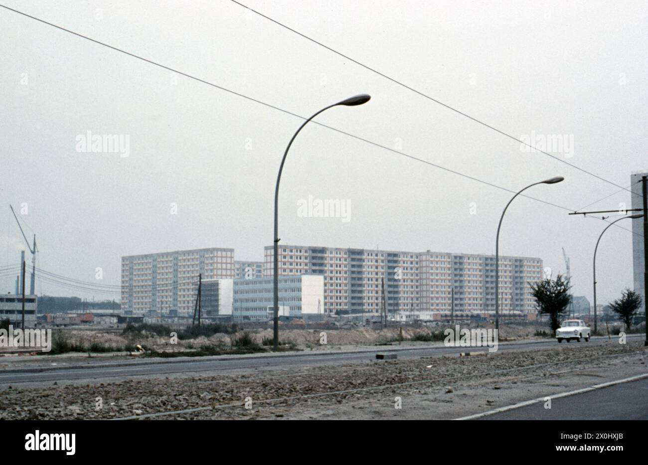 View of a row of high-rise buildings in East Berlin. [automated ...