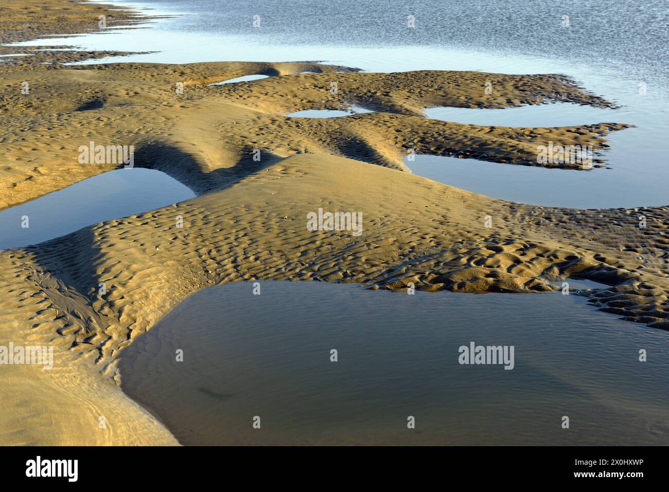 Sand formations during low tide on the Grande Côte before La Barre de ...