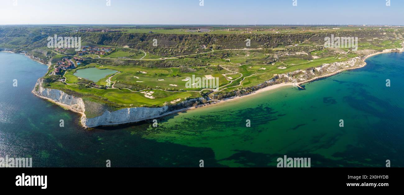 Aerial View of Golf Course by the Sea Stock Photo - Alamy