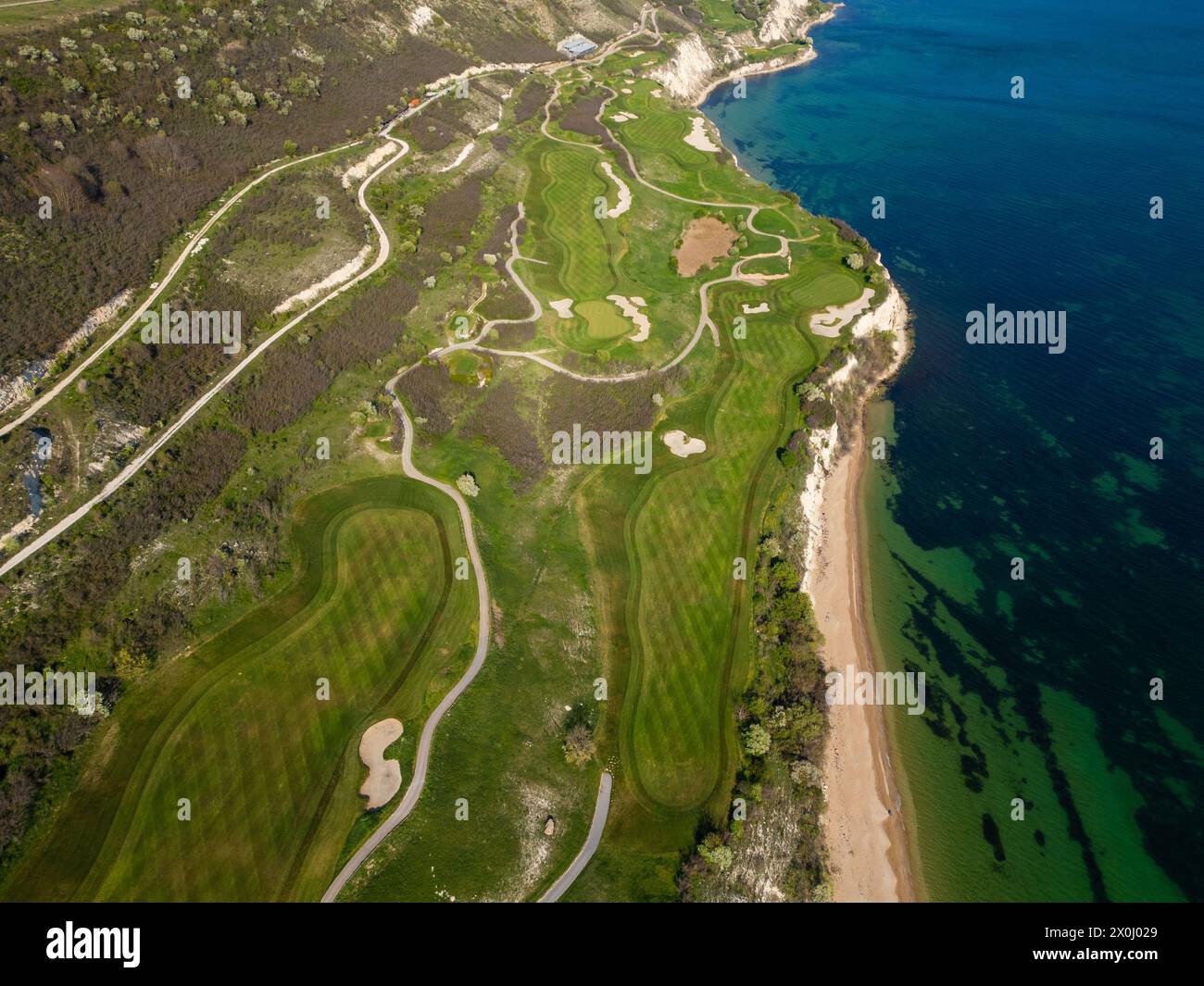 Aerial View of Golf Course by the Sea Stock Photo - Alamy