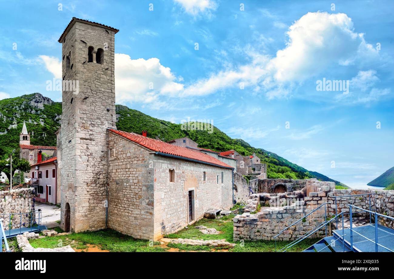 Plomin, old abandoned houses in the medieval village of Plomin, Croatia ...