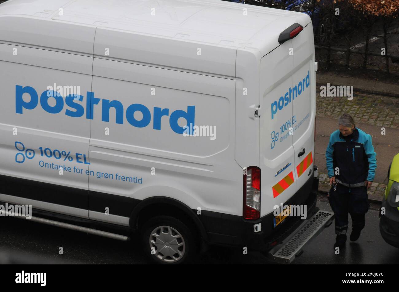 Copenhagen, Denmark /12 April 2024/.Postnord parcels and packets ...