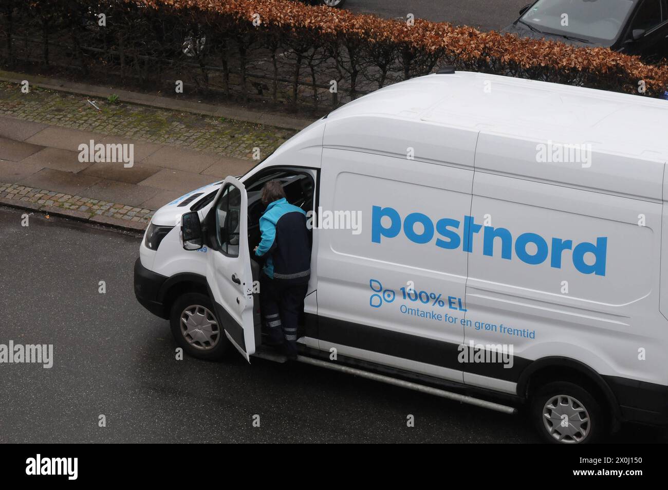 Copenhagen, Denmark /12 April 2024/.Postnord parcels and packets ...