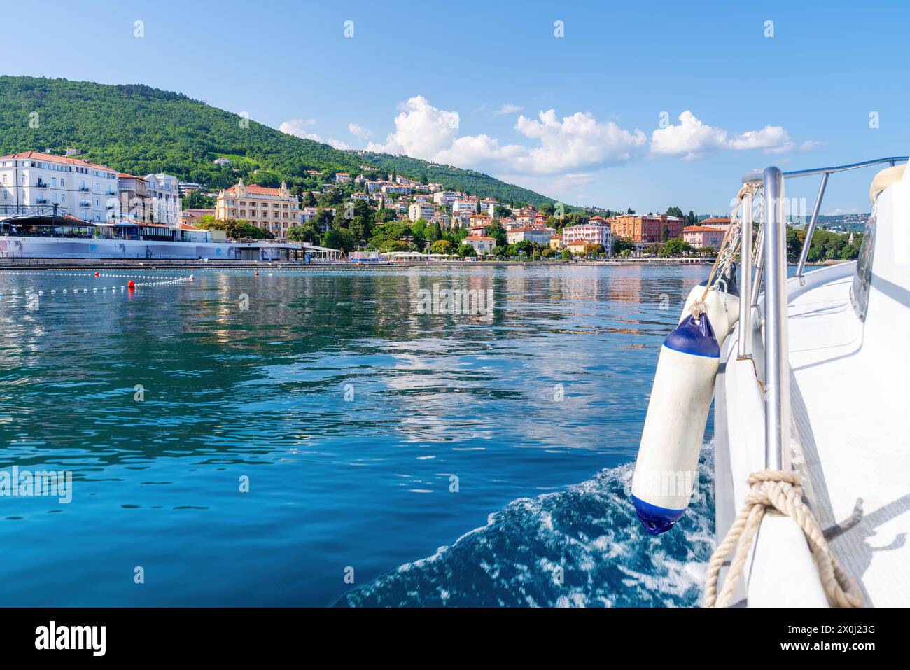 Croatia, beautiful Adriatic coast, Opatija riviera on Kvarner, popular beach and scenic tourist ...