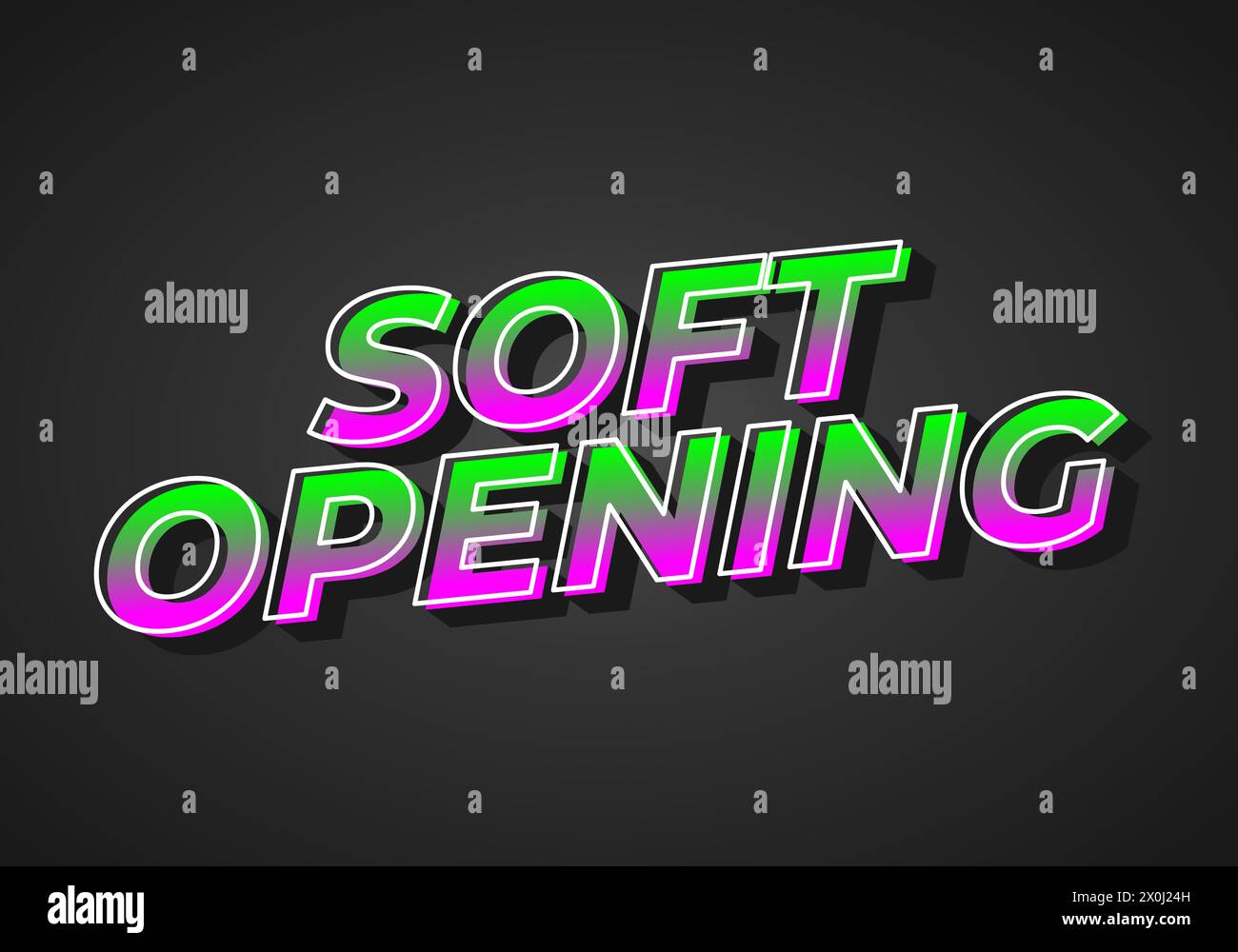 Soft opening. Text effect design in 3D look and eye catching colors ...