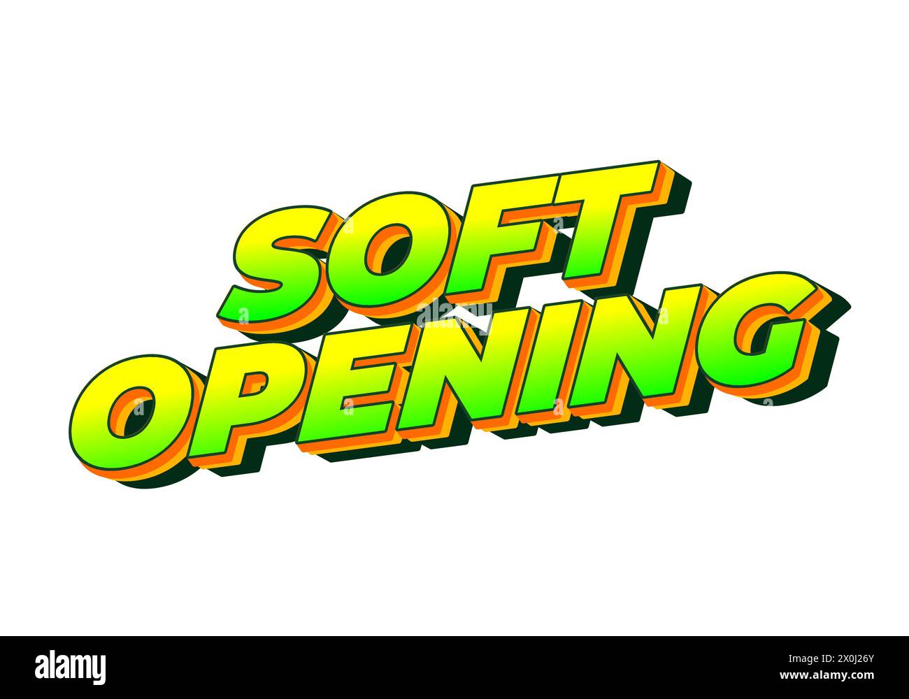 Soft opening. Text effect design in 3D look and eye catching colors ...