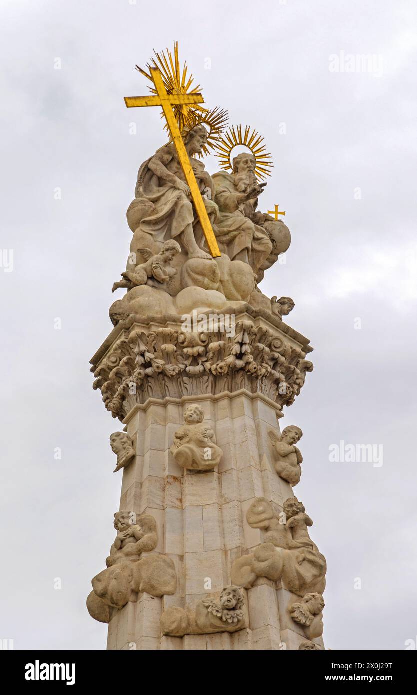 Budapest, Hungary - July 31, 2022: Golden Cross at Top of Holy Trinity ...