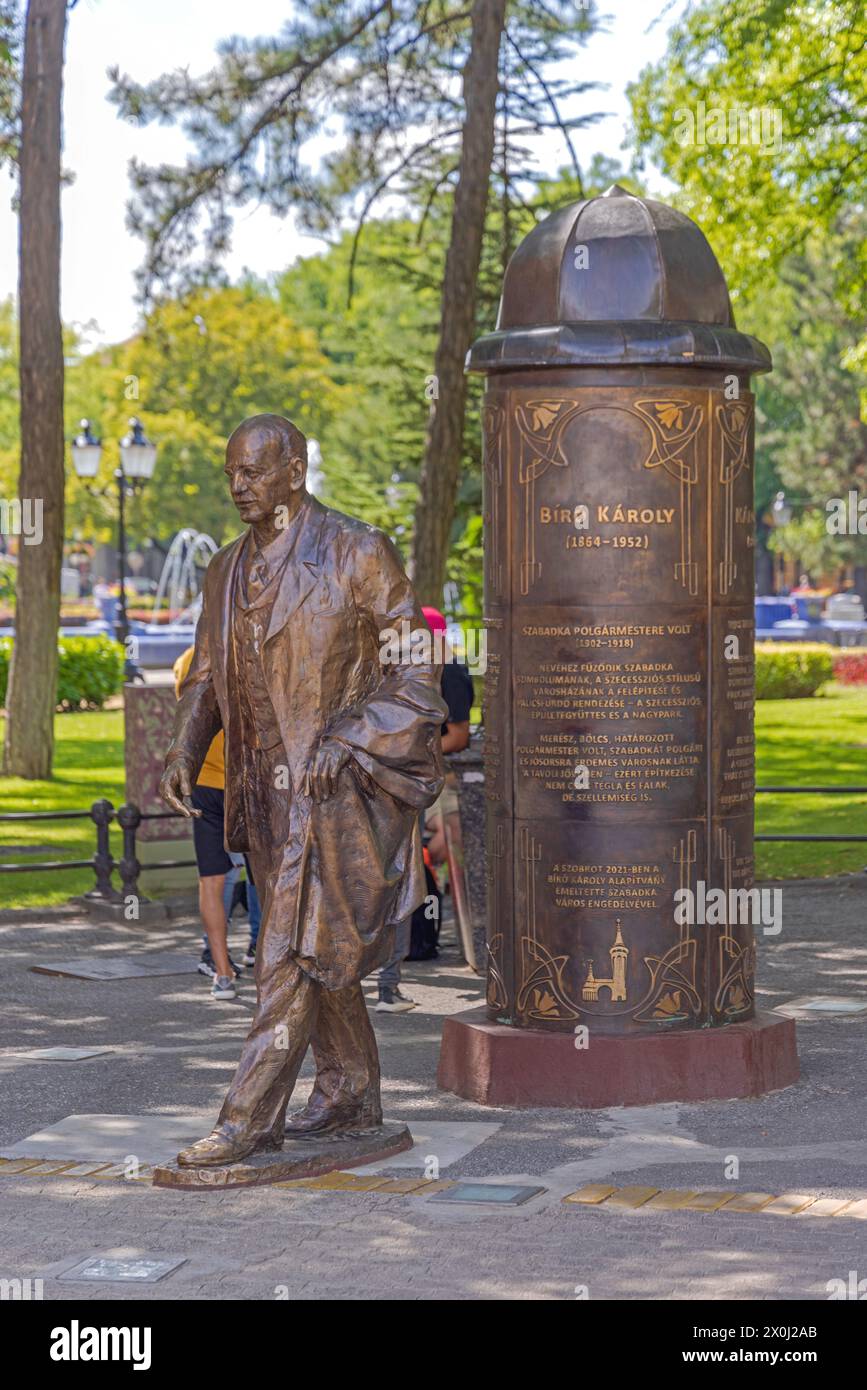 Subotica, Serbia - August 01, 2022: Memorial Column and Bronze Statue ...