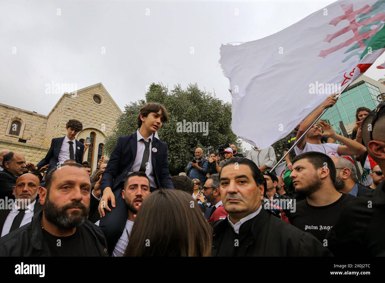 Beirut, Beirut, Lebanon. 12th Apr, 2024. Sons of PASCALE SULEIMAN, a ...
