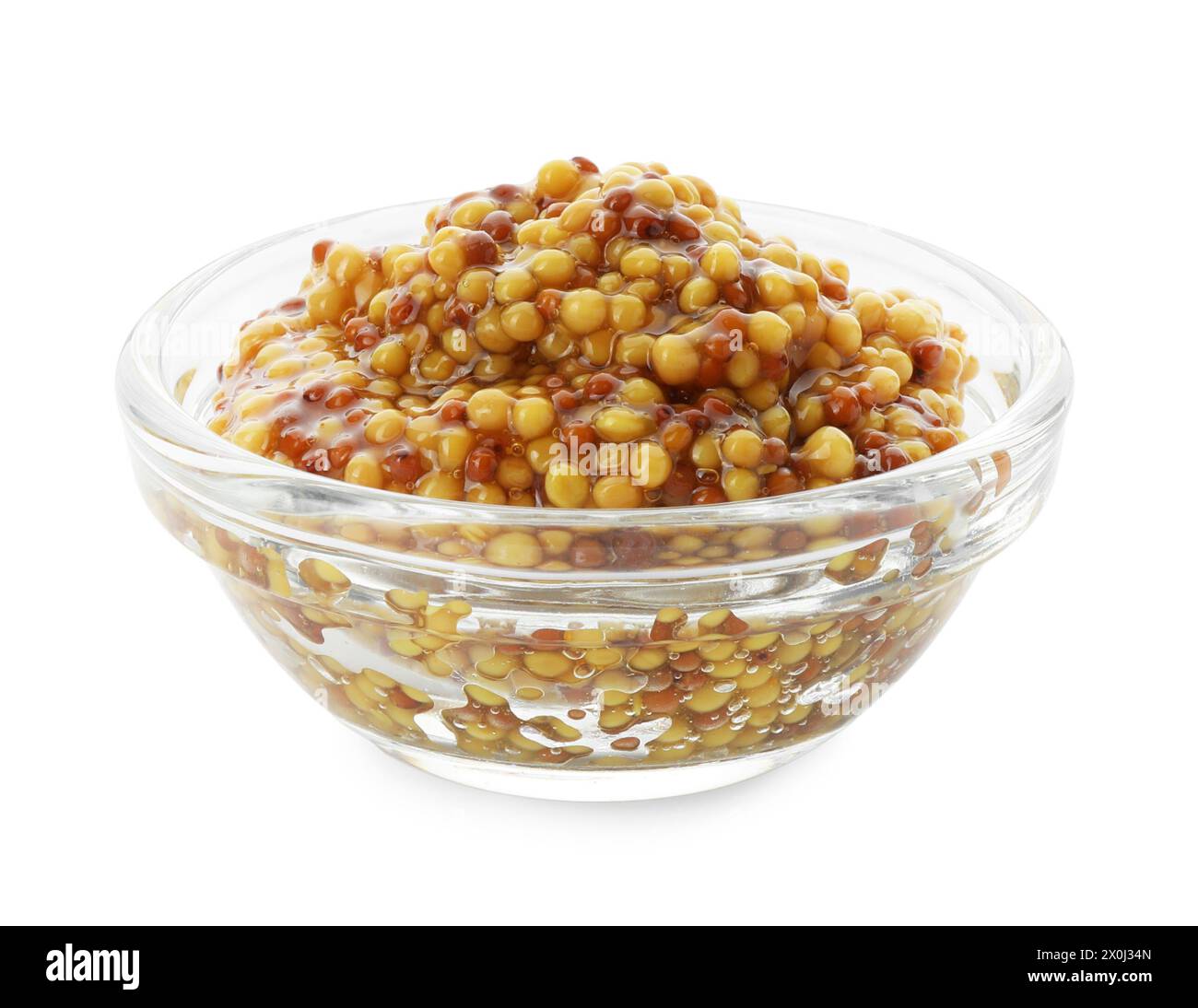Fresh whole grain mustard in bowl isolated on white Stock Photo - Alamy