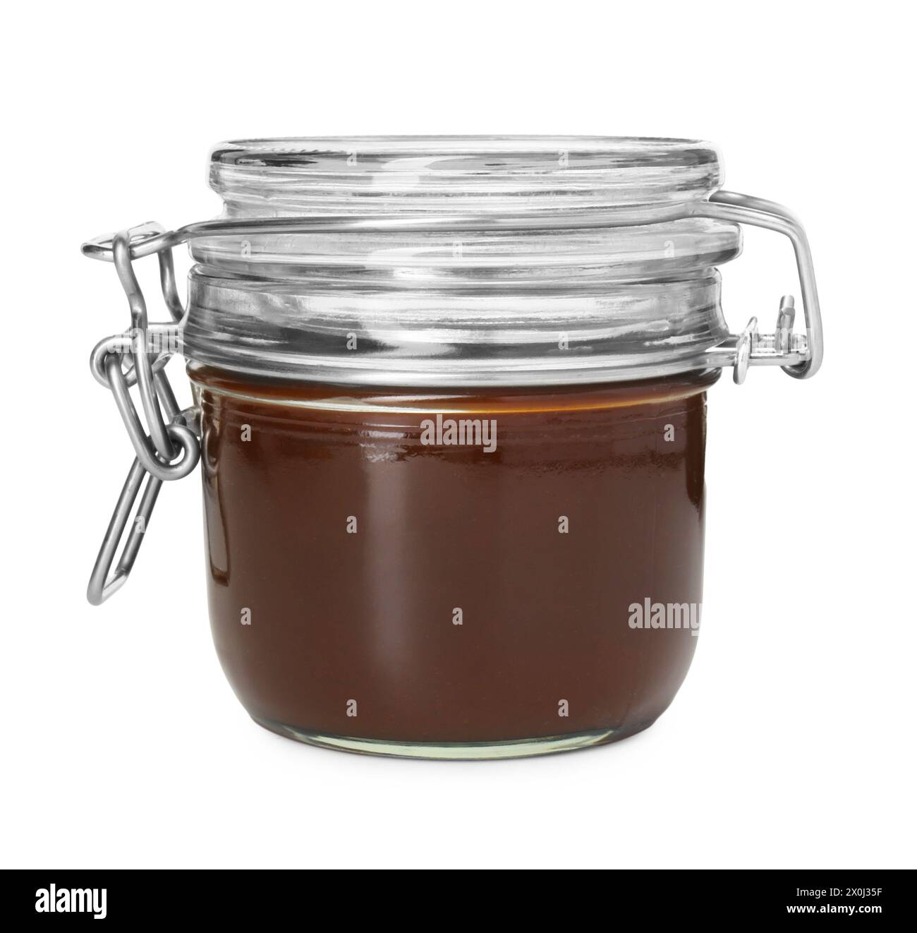 Tasty barbecue sauce in glass jar isolated on white Stock Photo - Alamy