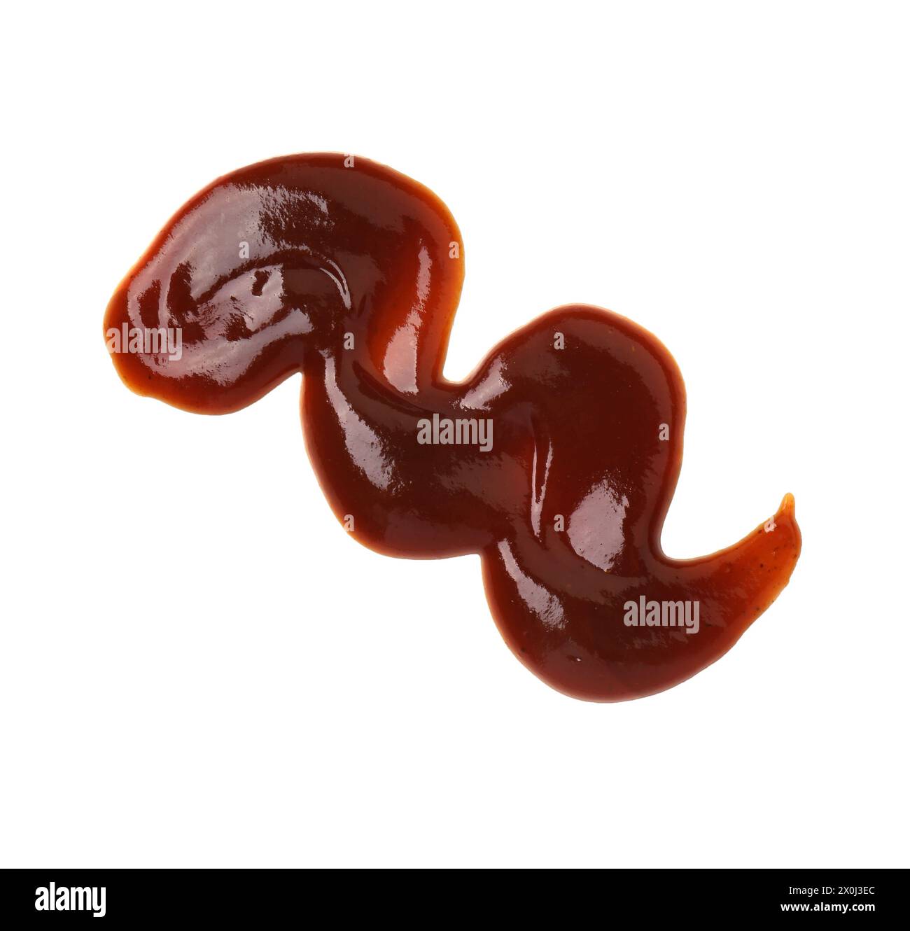Sample of tasty barbecue sauce isolated on white, top view Stock Photo ...