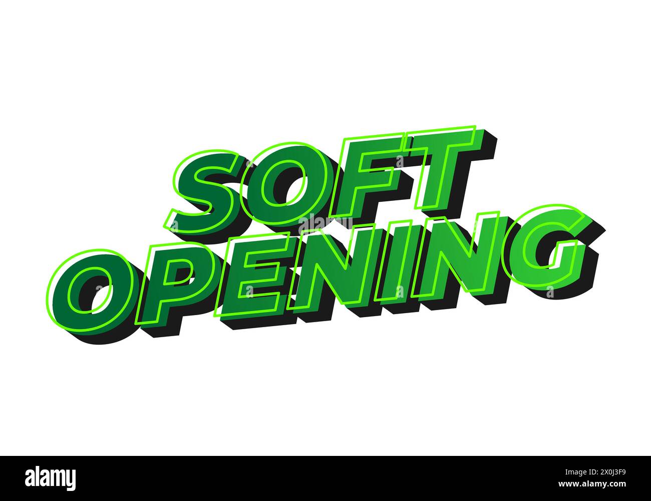 Soft opening. Text effect design in 3D look and eye catching colors ...