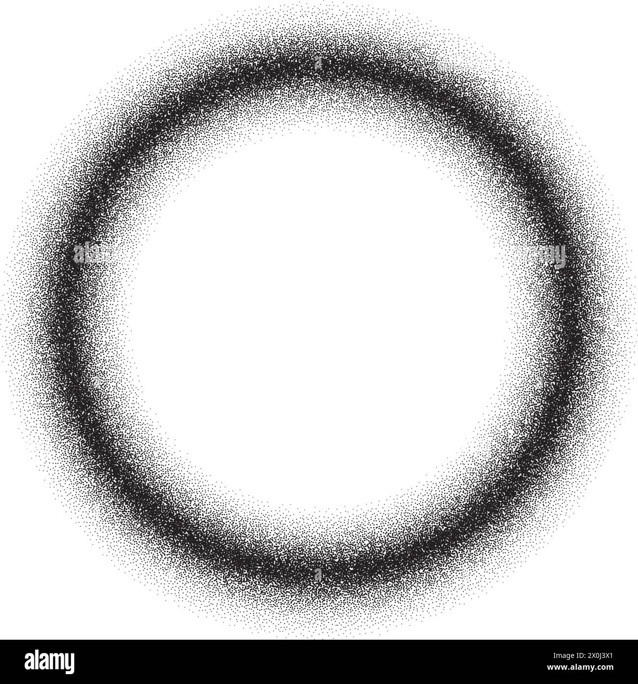 Dot noise circle frame. Gradient grain pattern border. Ring halfton ...
