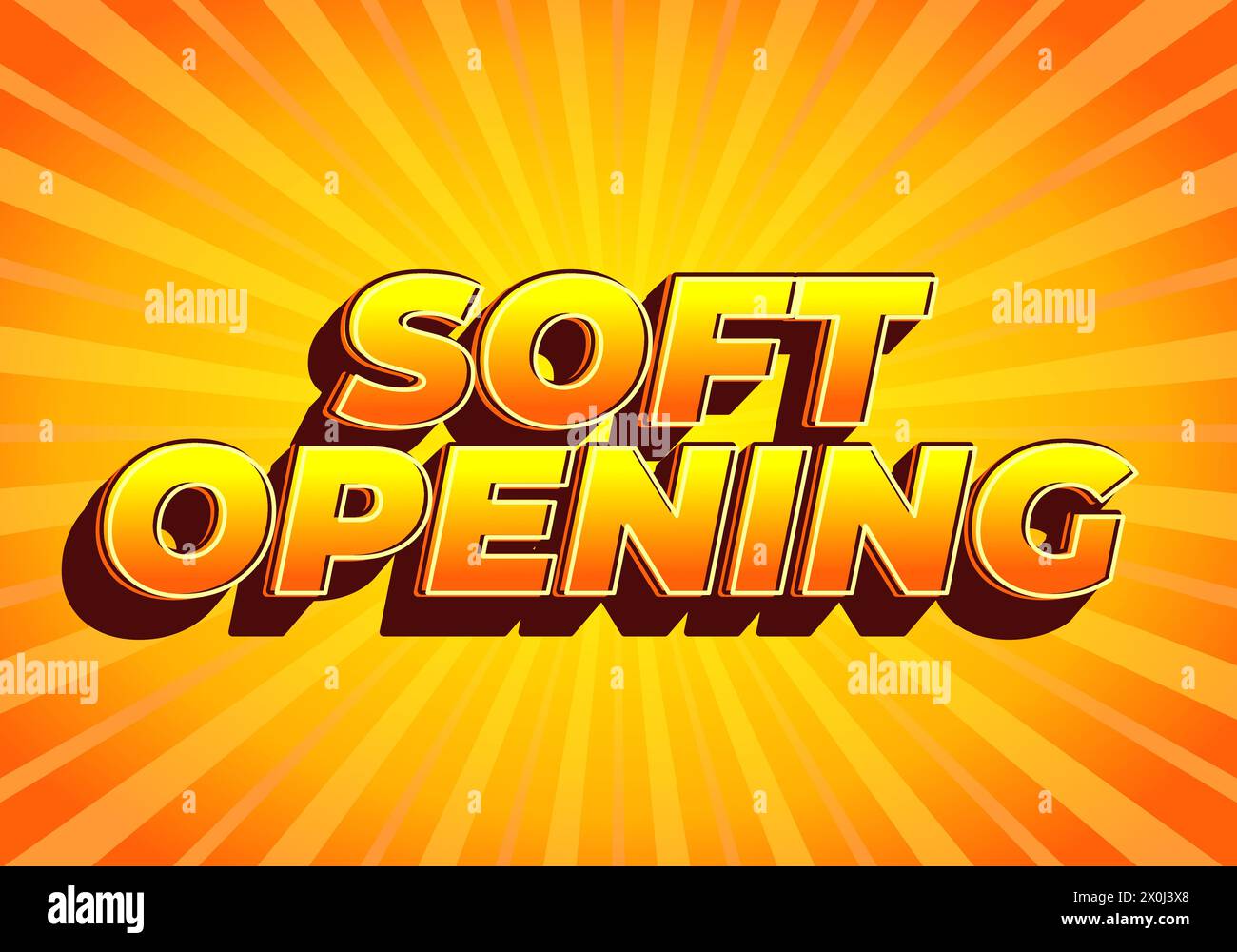 Soft opening. Text effect design in 3D look and eye catching colors ...